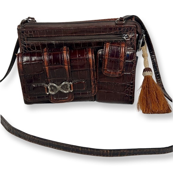 Brighton | Bags | Brighton Brown Crocodile Embossed Leather Organizer ...